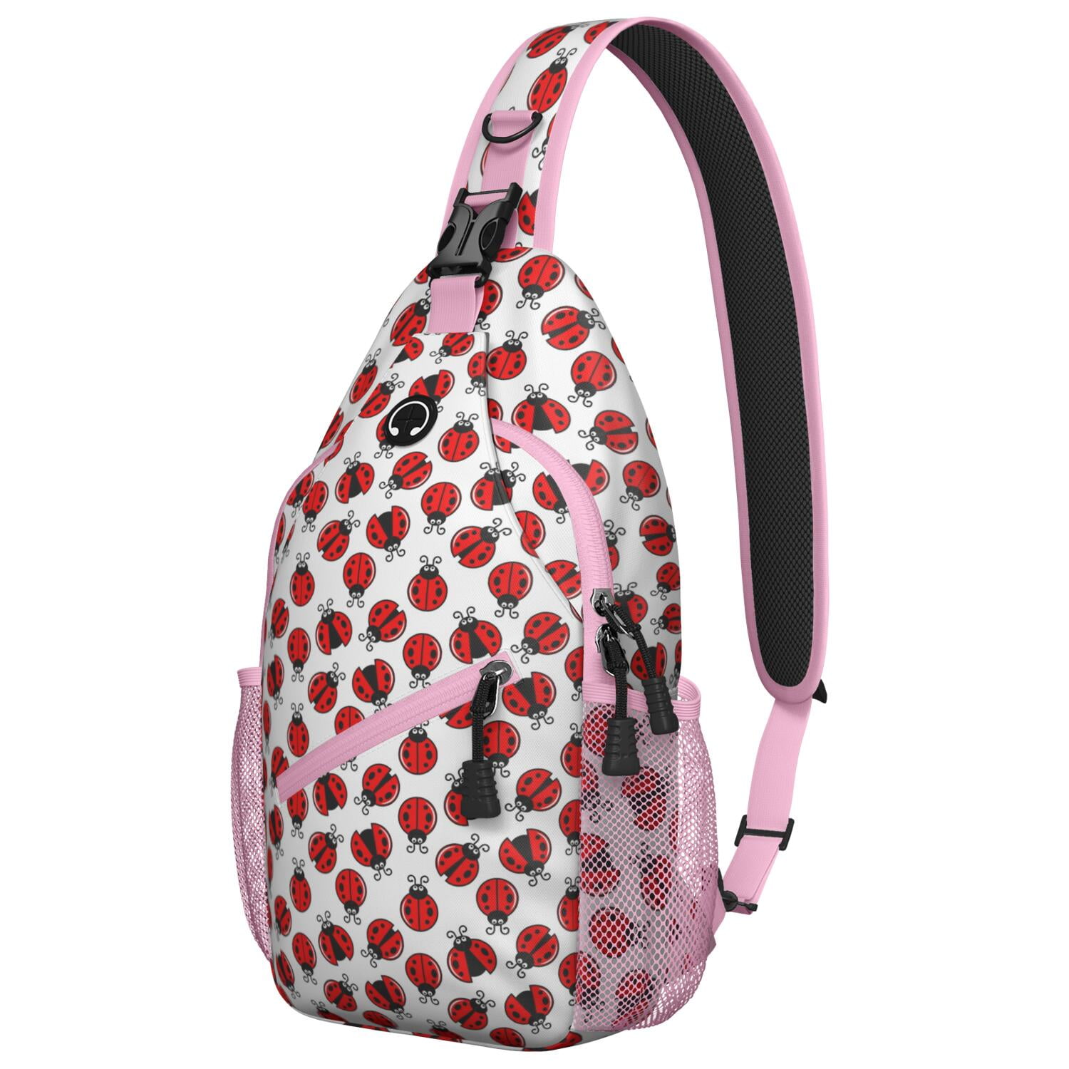 Nature Insect Ladybug Sling Backpack, Cute Ladybird Polka Dot Print ...