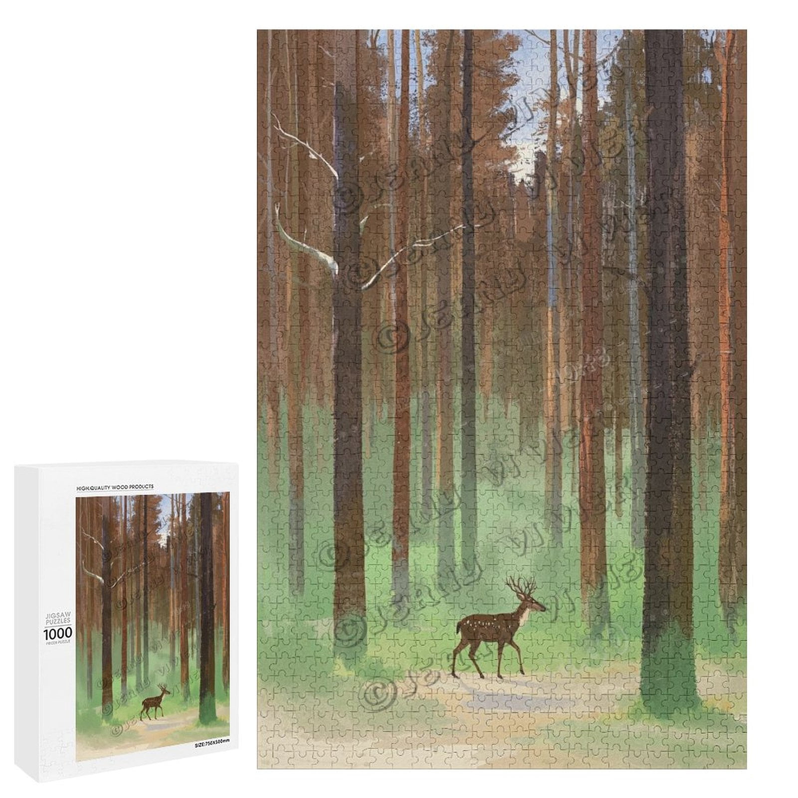 Nature-Inspired 1000 Piece Puzzle – Deer in the Forest Wooden Jigsaw ...