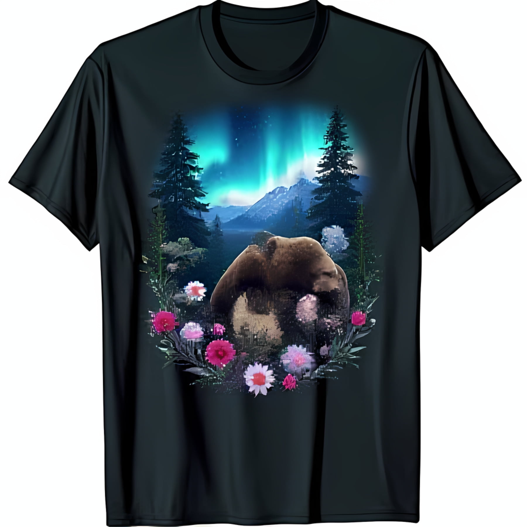 Nature Inspired Black T-Shirt with Bears Cuddling Under - Walmart.com Nature Inspired Black T-Shirt with Bears Cuddling Under - Walmart.com