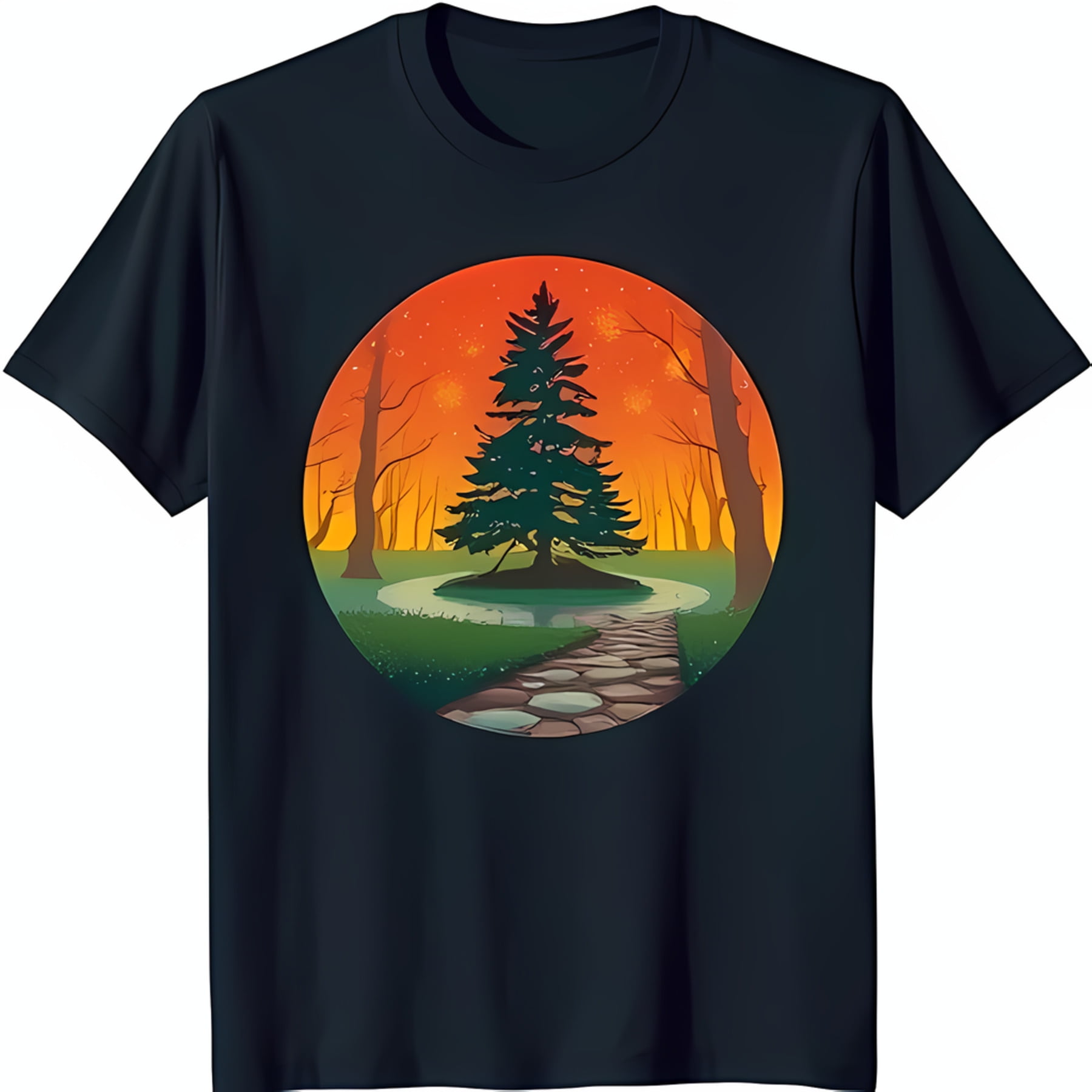 Nature Inspired Black T-Shirt with Vibrant Sunset Tree Graphic Design ... Nature Inspired Black T-Shirt with Vibrant Sunset Tree Graphic Design ...