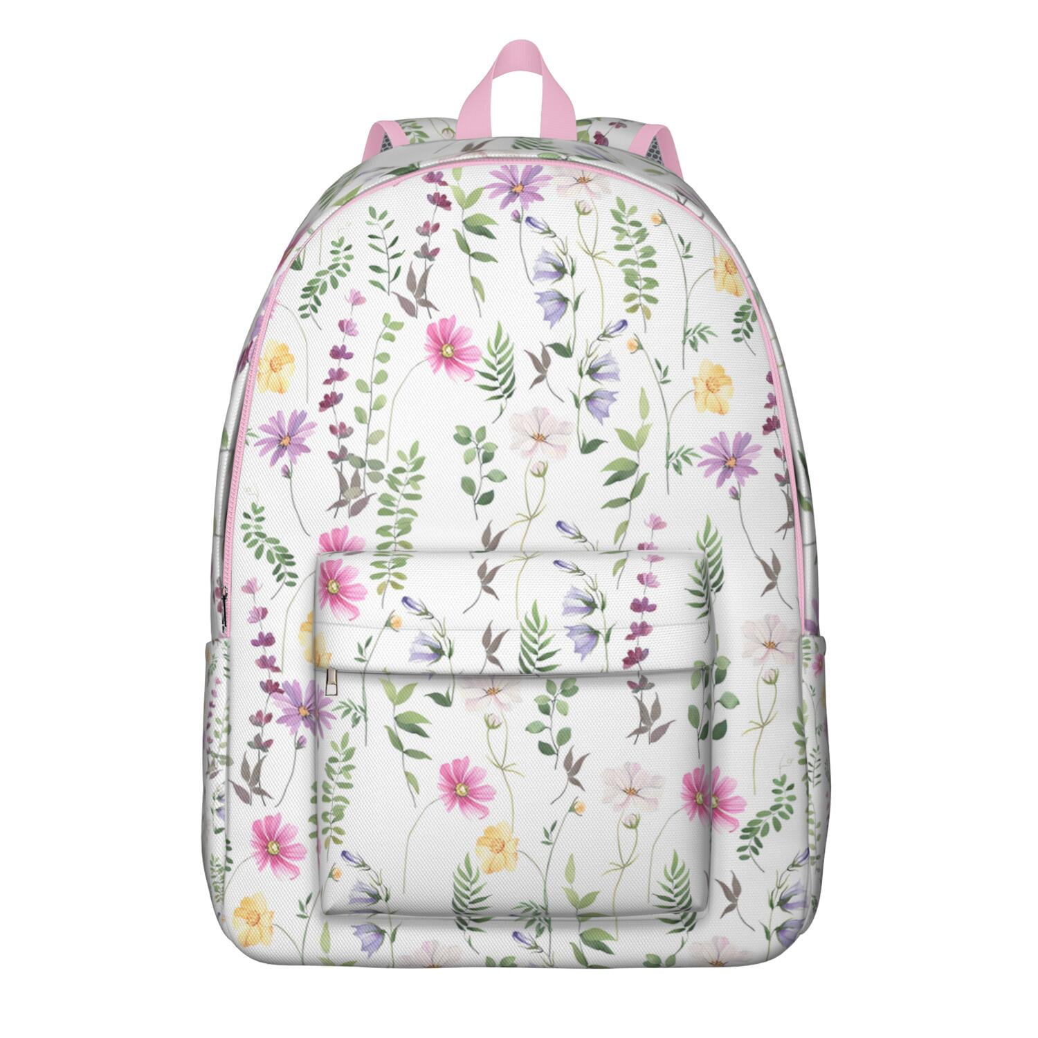 Nature Inspired Bloom Backpack – Aesthetic Floral Pattern, Oxford ...