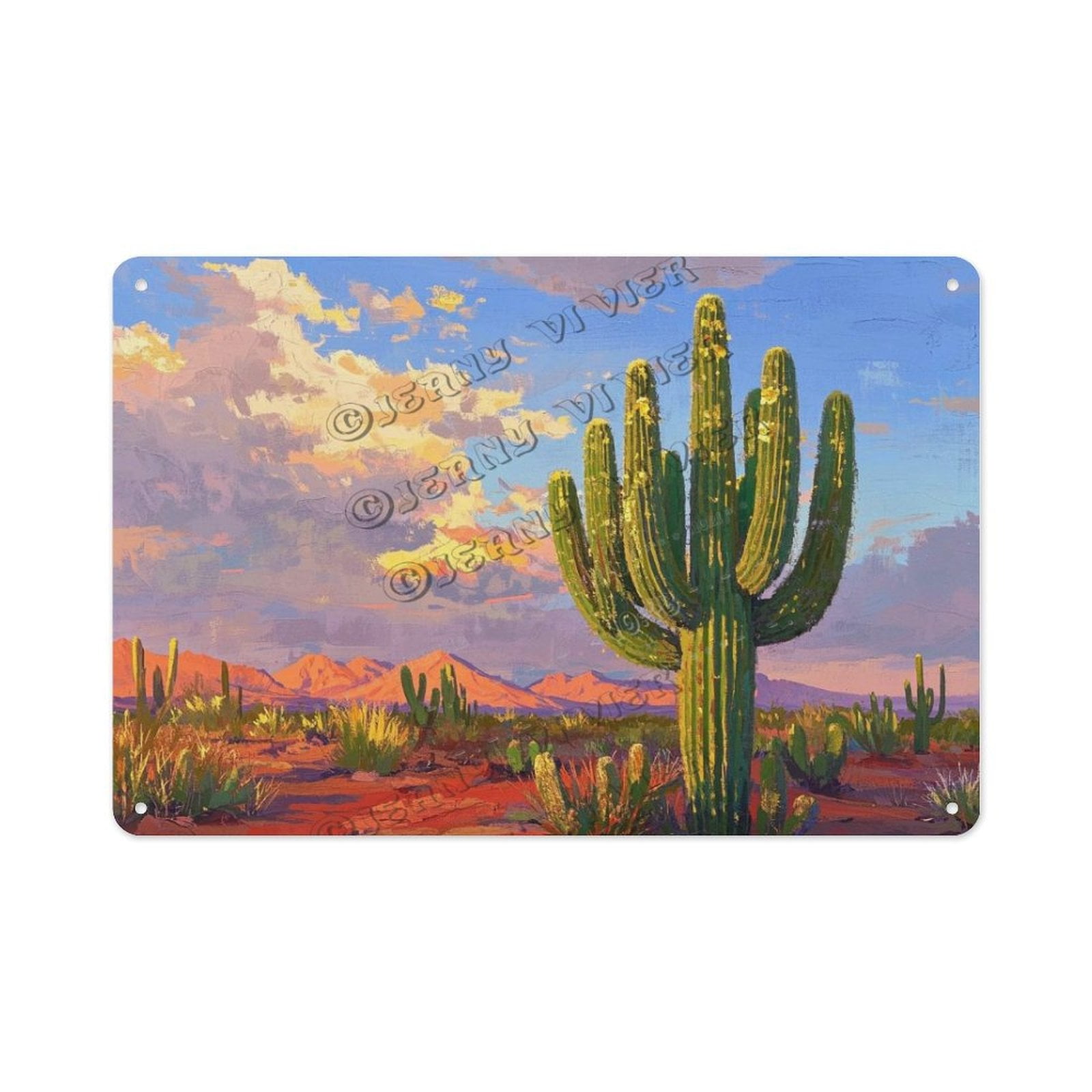 Nature-Inspired Cactus Tin Sign – 8x12 Inch Metal Wall Art for Home ...