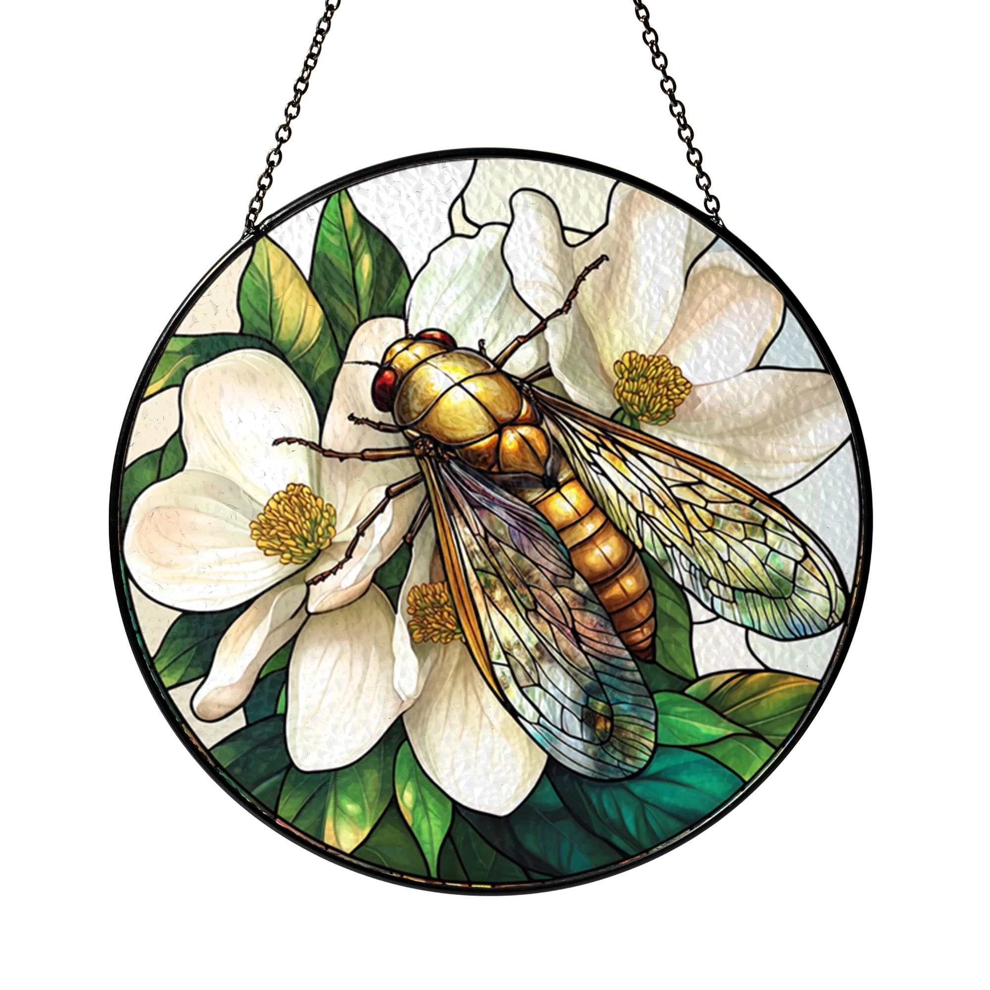 Nature Inspired Cicada Floral Glass Suncatcher – Window Decor - Walmart.com