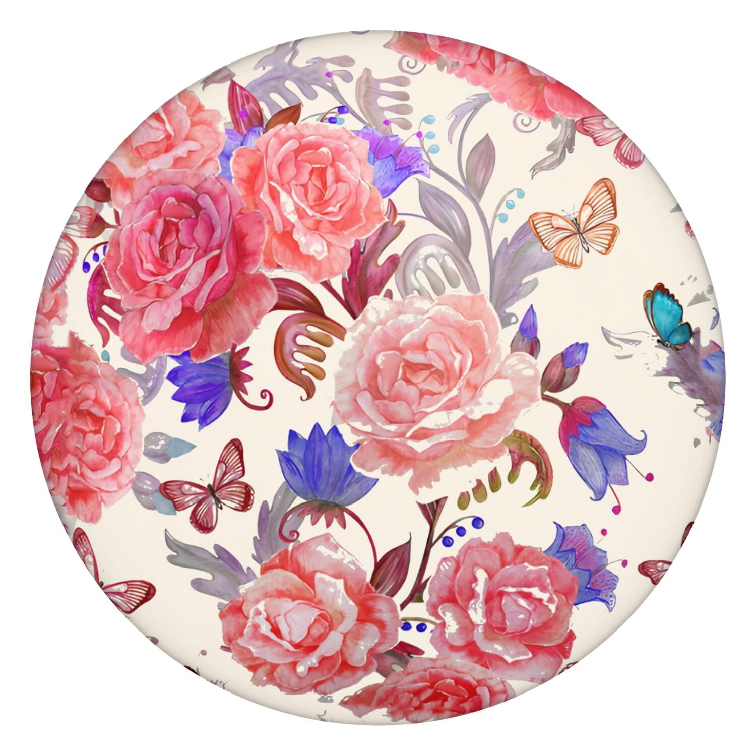 Nature-Inspired Floral Round Table Cover Elastic Edge Waterproof ...