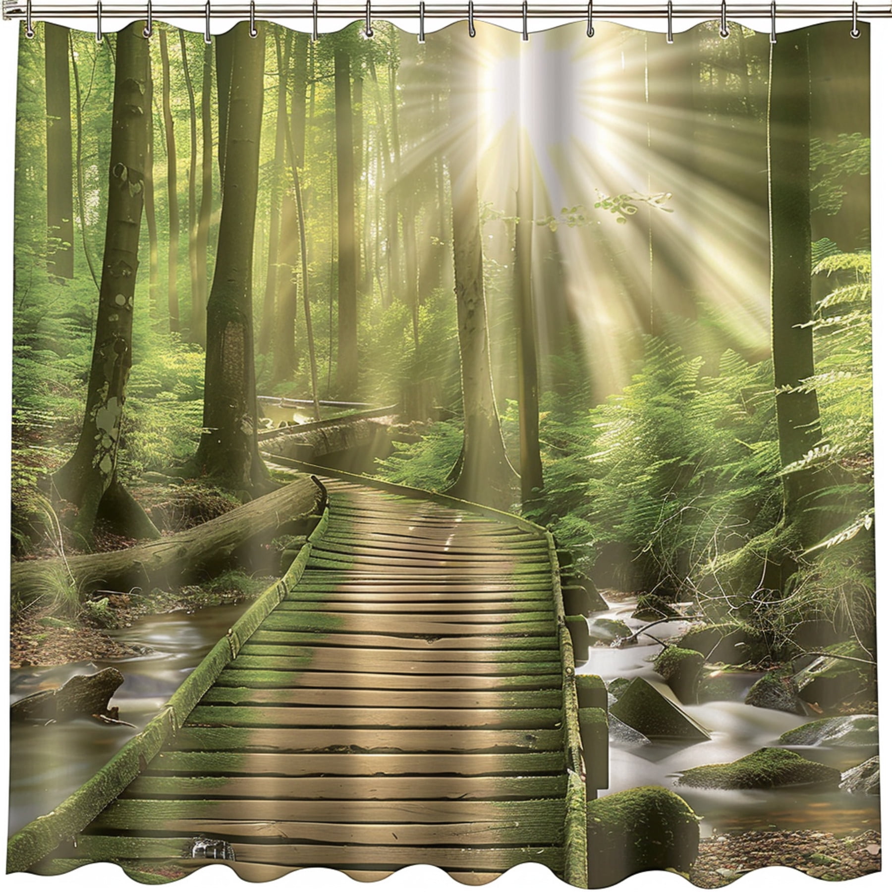 Nature Inspired Forest Stream Shower Curtain Home Decor Bathroom ...