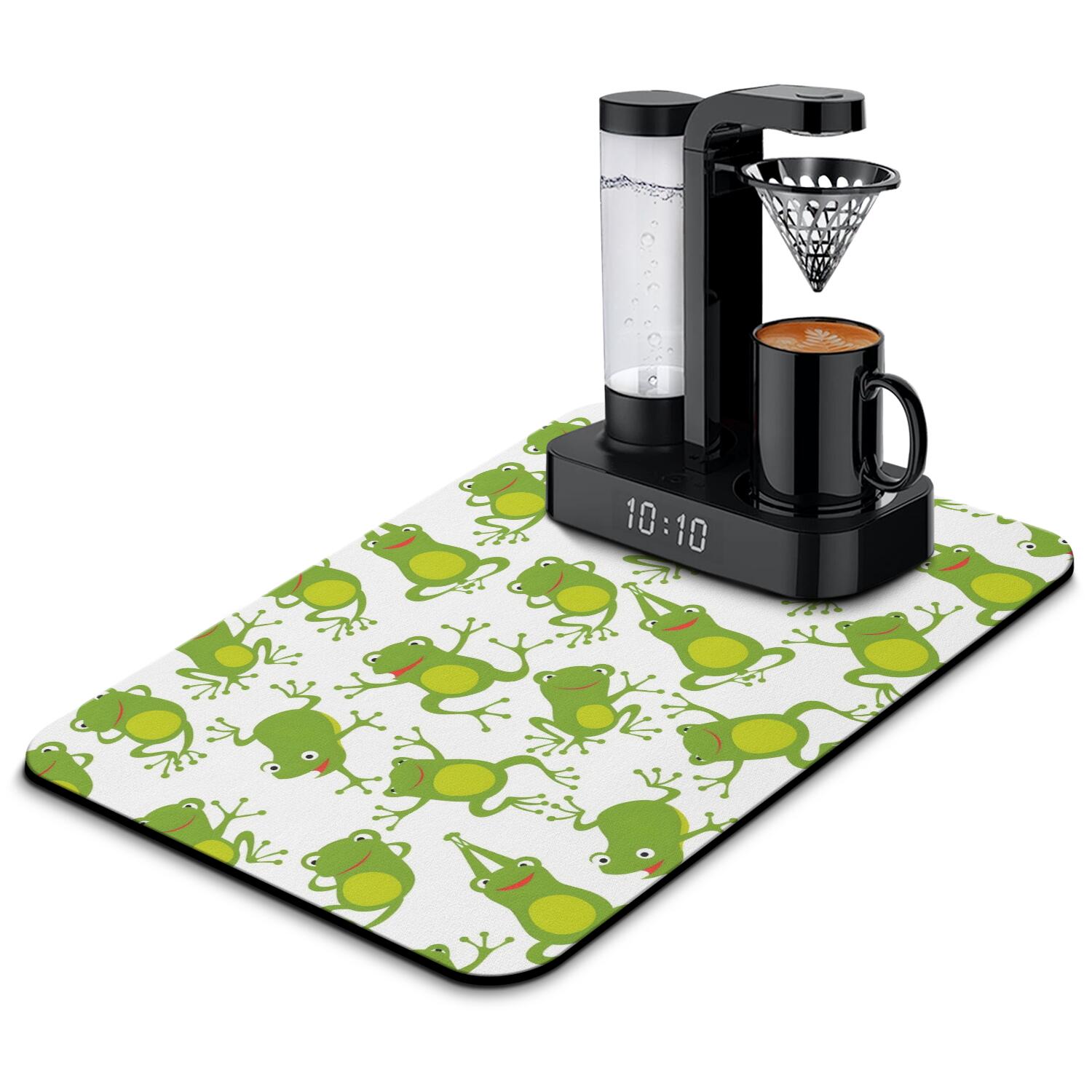 Nature-Inspired Frog Coffee Maker Mat - Non-Slip Rubber Base ...