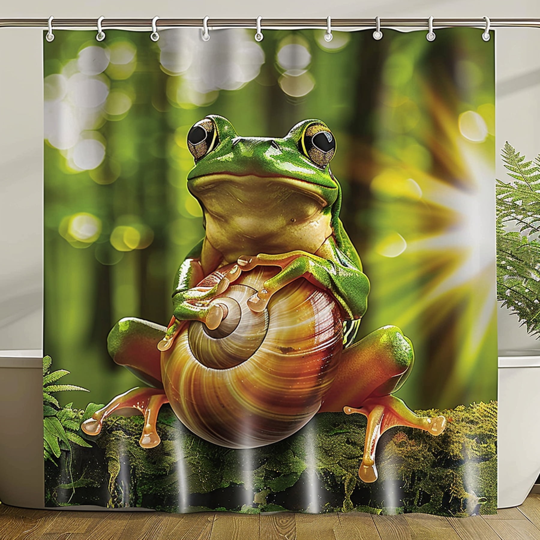 Nature Inspired Frog Shower Curtain with Hyper Realistic Design Green ...