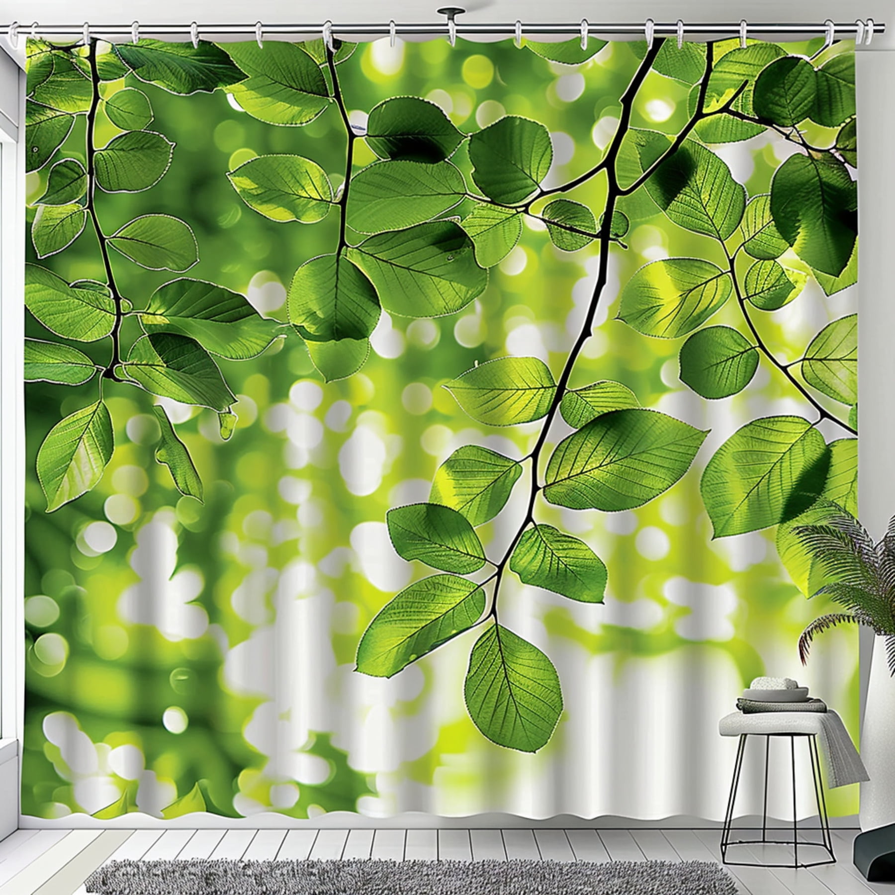 Nature Inspired Green Leaf Shower Curtain Refresh Your Bathroom with ...