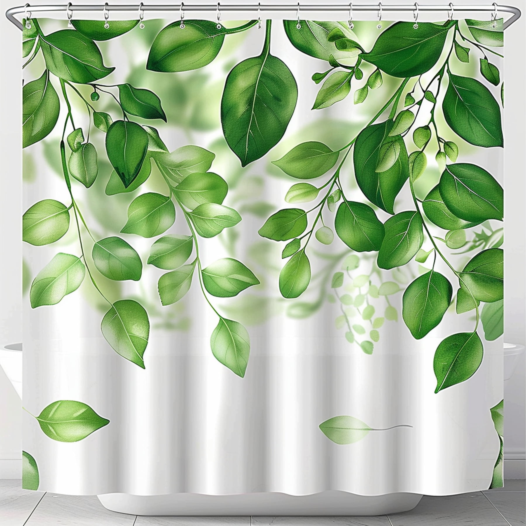 Nature Inspired Green Leaves Shower Curtain Refresh Your Bathroom With