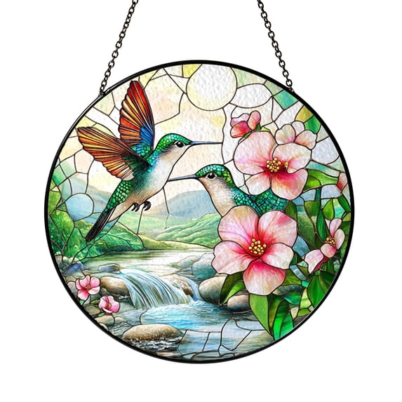 Nature Inspired Hummingbird Stained Glass Window Suncatcher - Walmart.com