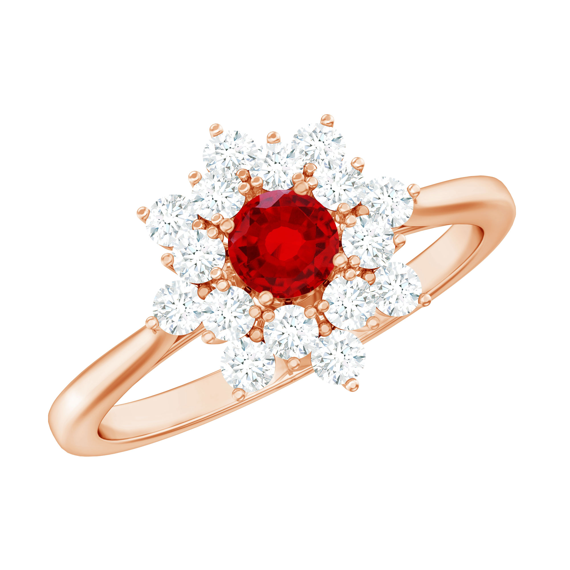 Rosec Jewels Nature Inspired Lab Created Ruby Ring with Diamond Accent ...