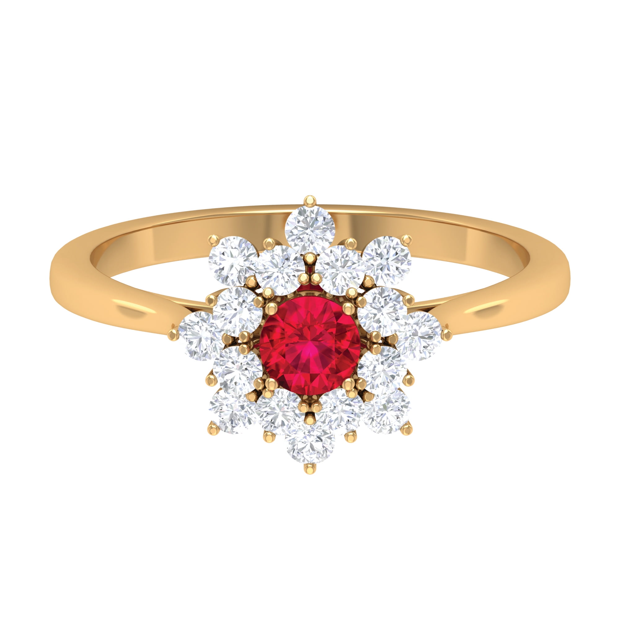 Nature Inspired Lab Created Ruby Ring with Diamond Accent (AAAA Quality ...