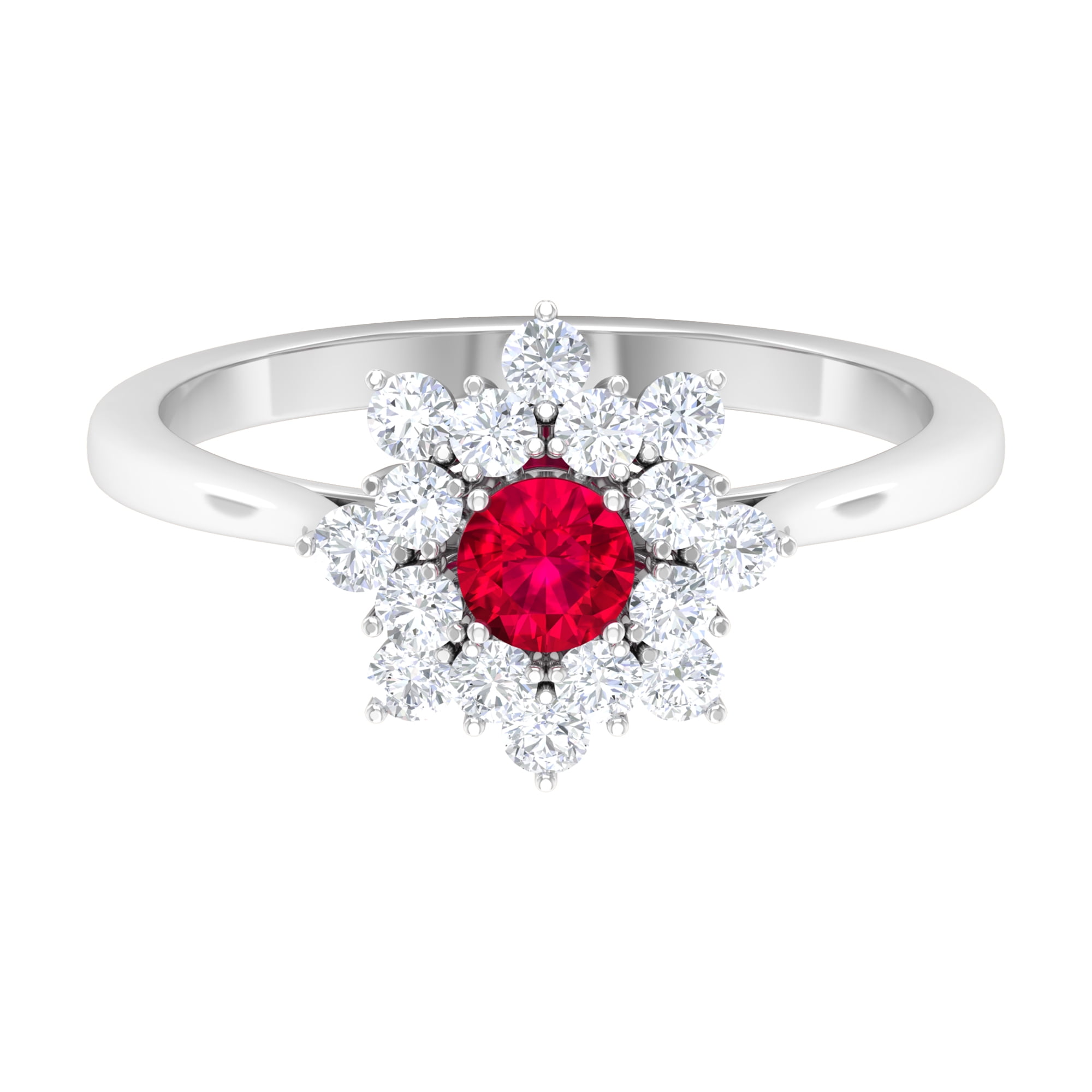Nature Inspired Lab Created Ruby Ring with Diamond Accent (AAAA Quality ...