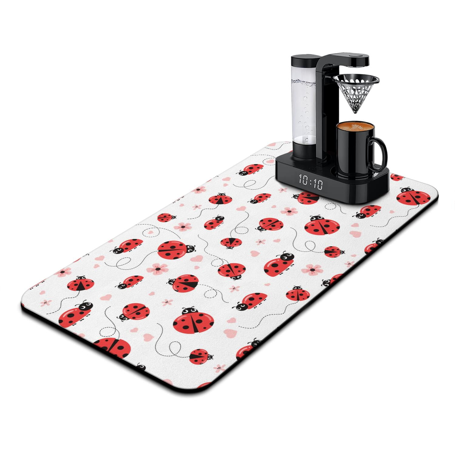 Nature Inspired Ladybug Coffee Mat - 4-Layer Drying Mat for Coffee ...