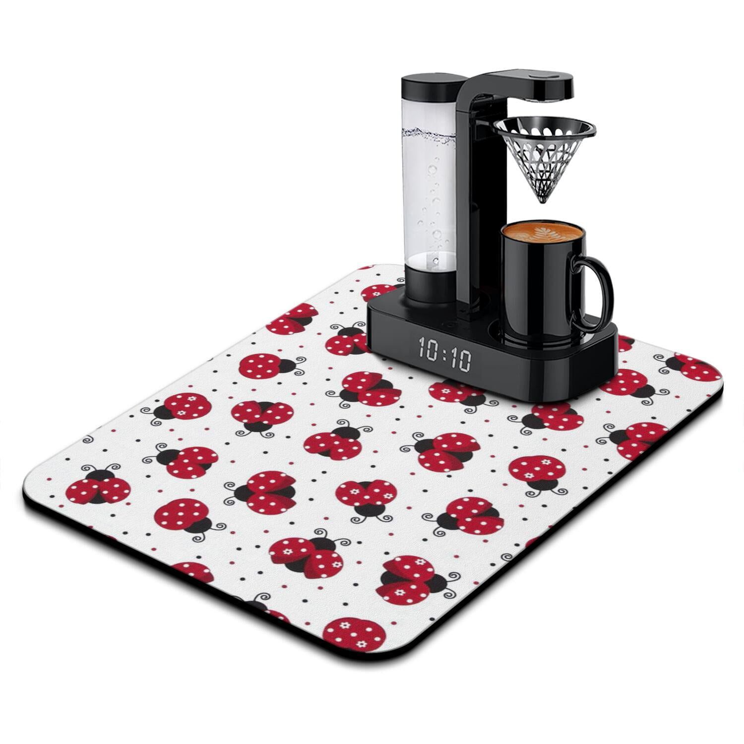Nature Inspired Ladybug Coffee Mat - 4-Layer Drying Mat for Coffee ...