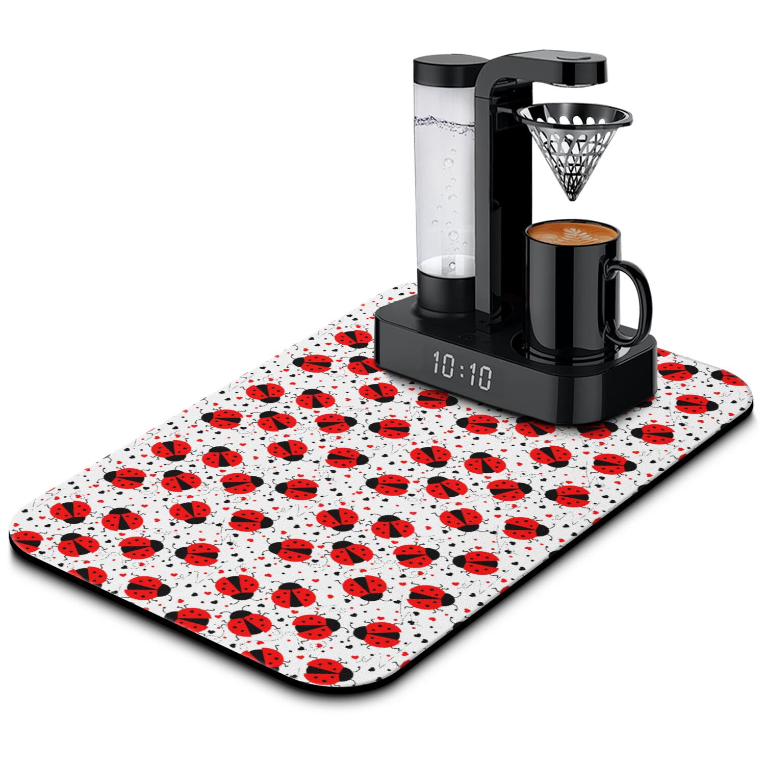 Nature Inspired Ladybug Coffee Mat - 4-Layer Drying Mat for Coffee ...