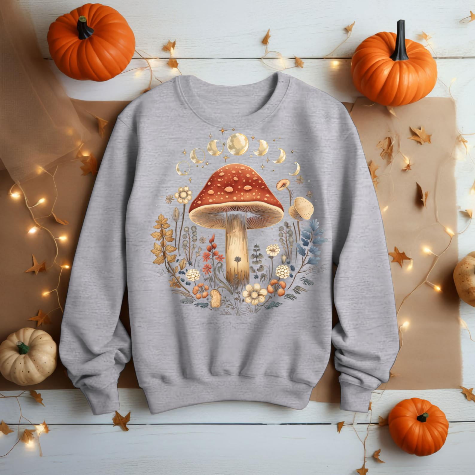 Nature Inspired Moon Phases Mushroom Foraging Men's Shirt with Comfort ...