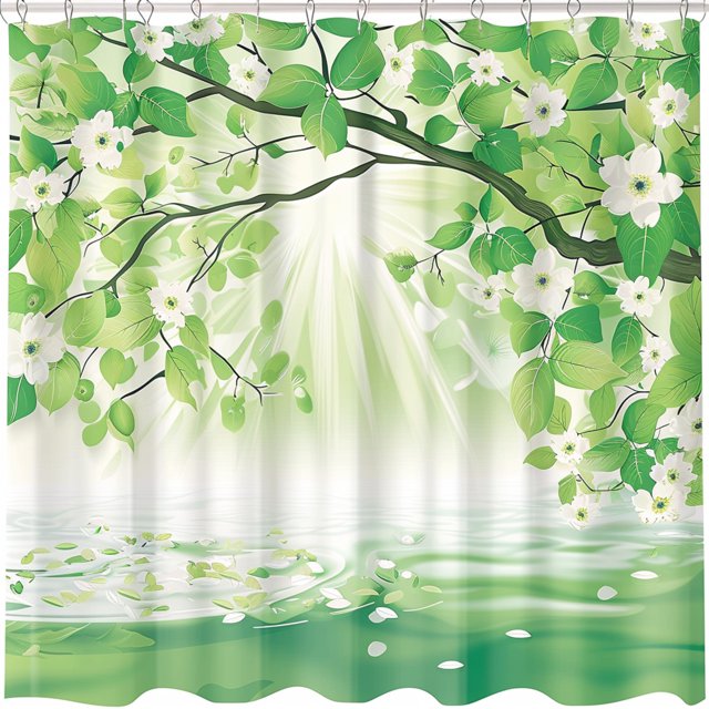 Nature Inspired Shower Curtain With Floral And Foliage Design Refresh