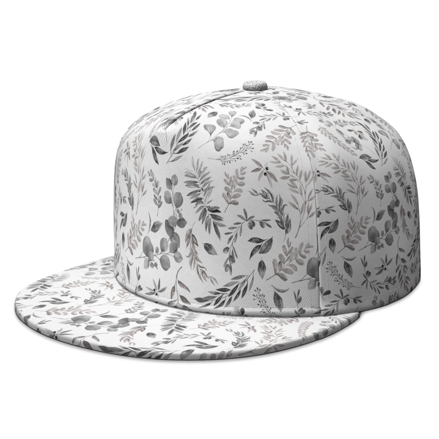 Nature-Inspired Snapback Hat, Flat Brim Adjustable Cap with Botanical ...
