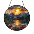 Nature Inspired Sunset Lake Stained Glass Style Suncatcher, Rustic ...