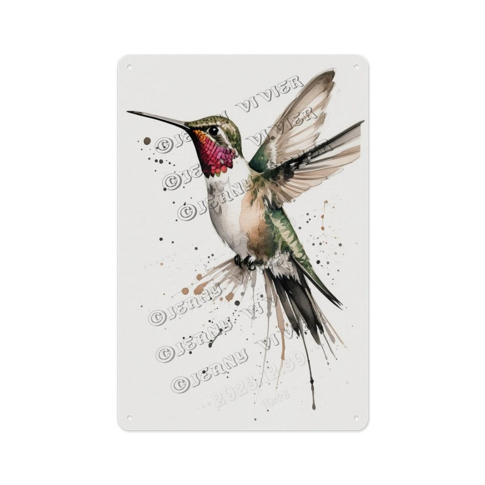 Nature-Inspired Watercolor Hummingbird – 5.5x8 Aluminum Metal Sign for ...