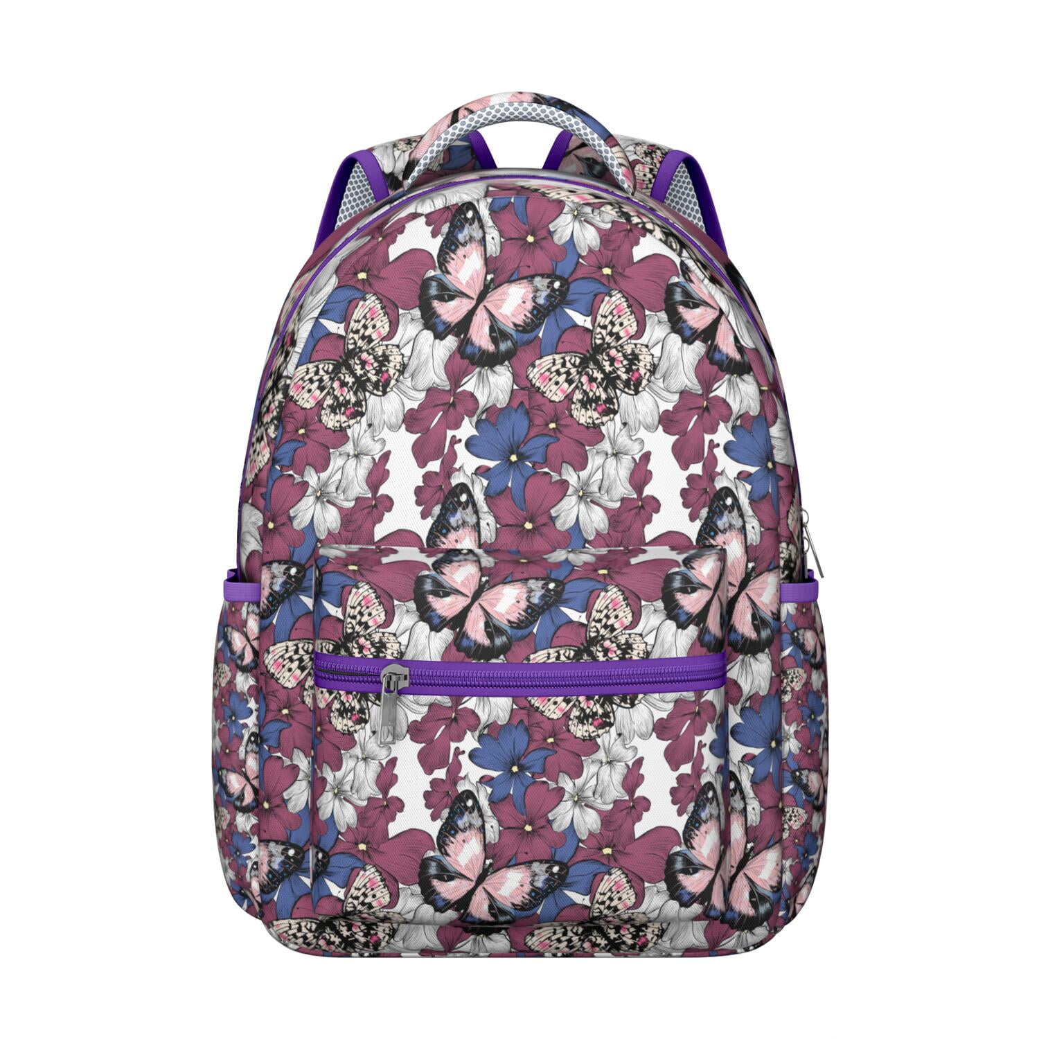 Nature-Inspired Waterproof Backpack - Artistic Butterfly Illustration, Ergonomic Design with ...