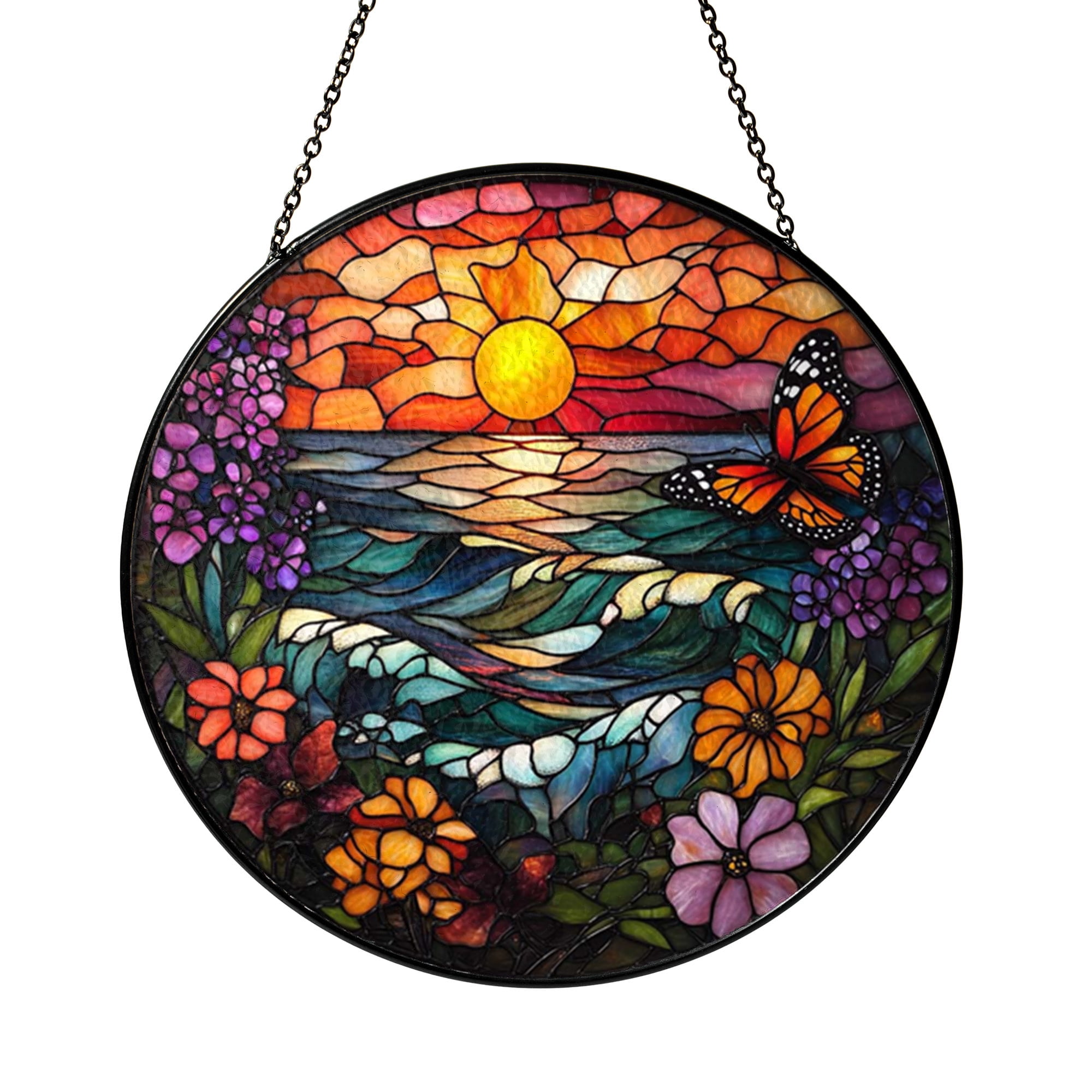 Nature Inspired Window Decor – Ocean Sunset Glass Suncatcher - Walmart.com