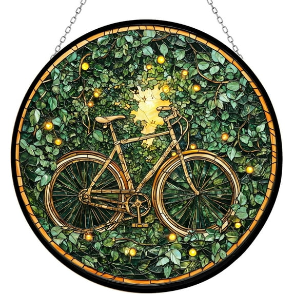 Nature-Inspired Woodland Bicycle Suncatchers for Windows, Stained Glass ...
