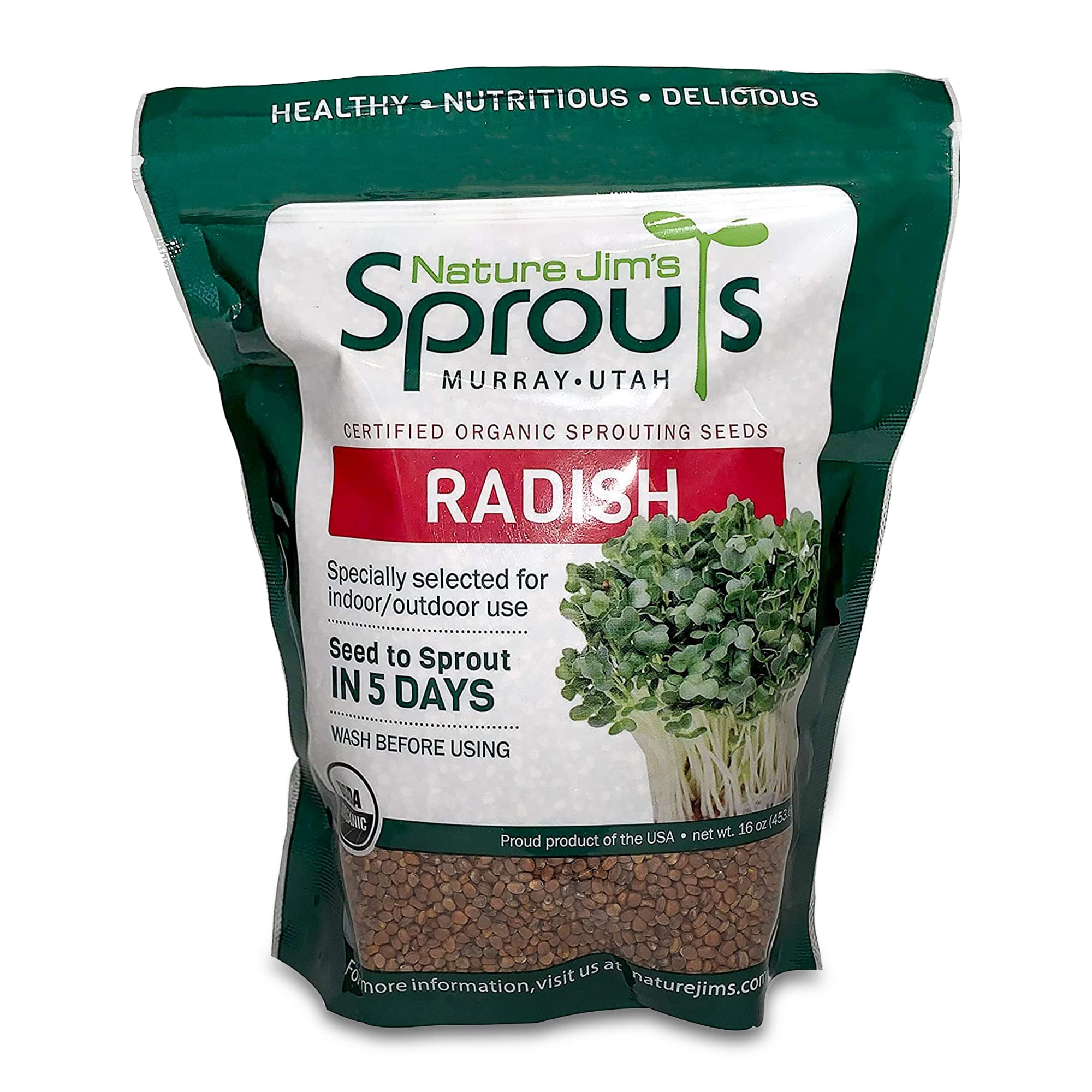 Nature Jims Radish Sprout Seeds - 16 MHD1Ounce Organic Sprouting Seeds ...