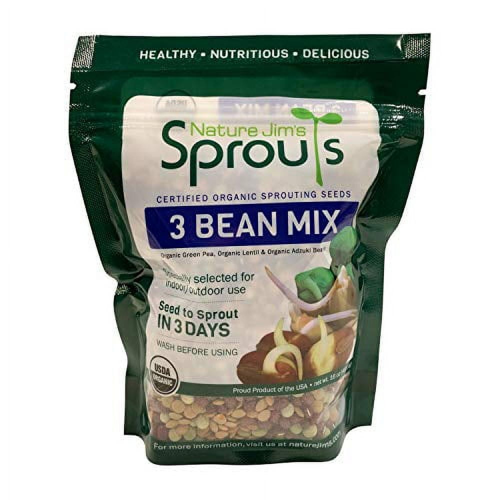 Nature Jims Sprouts 3 Bean Seed Mix - Certified Organic Green Pea ...