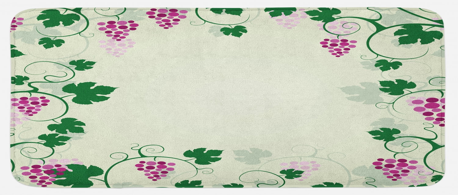 Nature Kitchen Mat, Grape Vines Framework Fruit Garden Curvy Branches ...