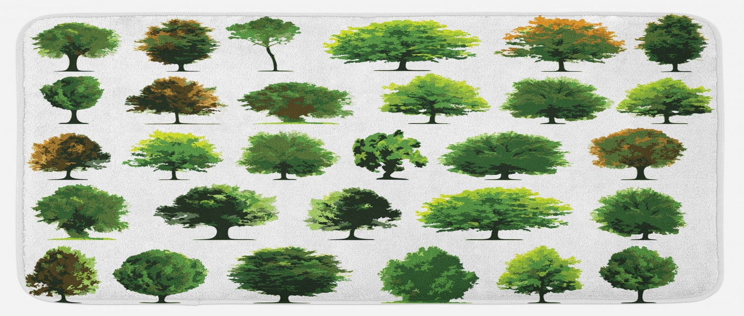 Nature Kitchen Mat, Mother Nature Gift Different Types of Trees and ...