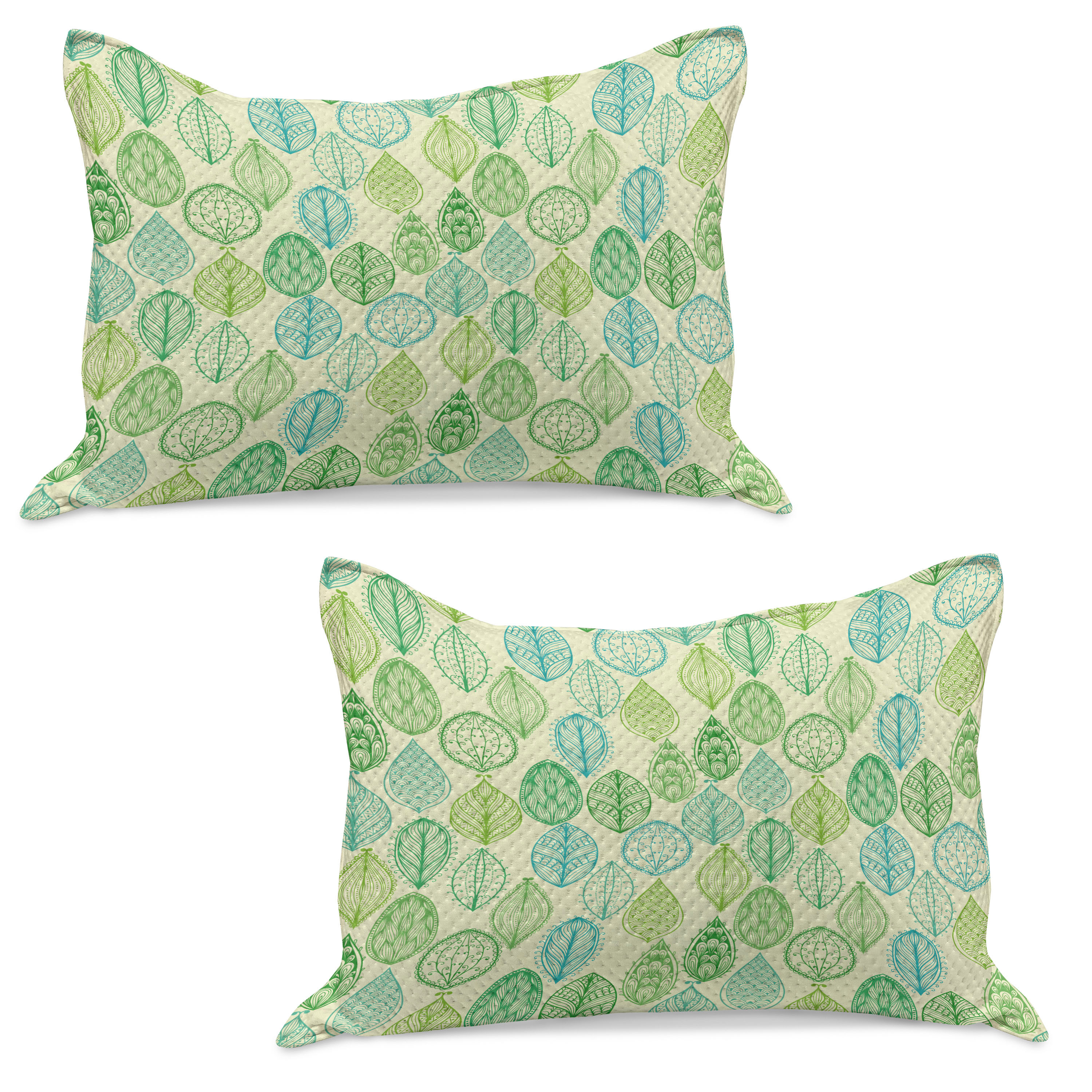 Nature Knitted Quilt Pillowcover Set of 2, Hand Drawn Vintage Style ...