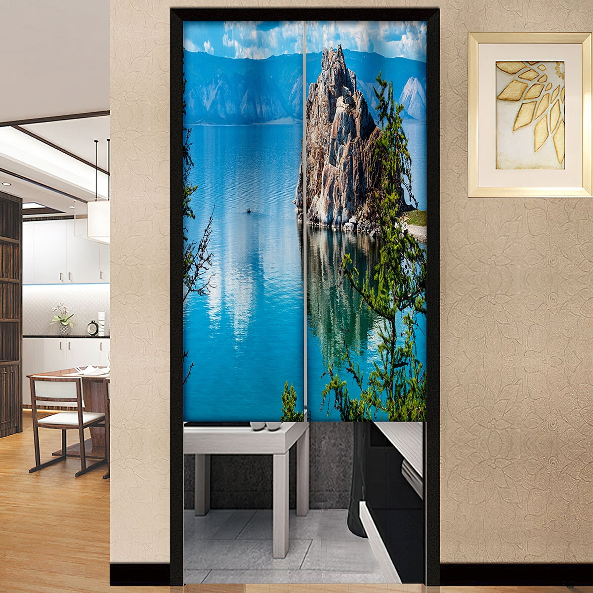 Nature Lake Mountain Japanese Door Curtain Living Room Kitchen ...