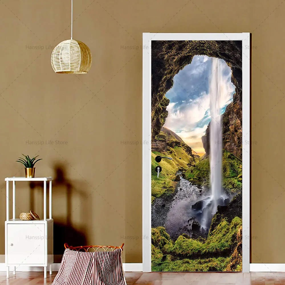 Nature Landscape Arched Door Design Door Art Mural Decals Self-adhesive ...