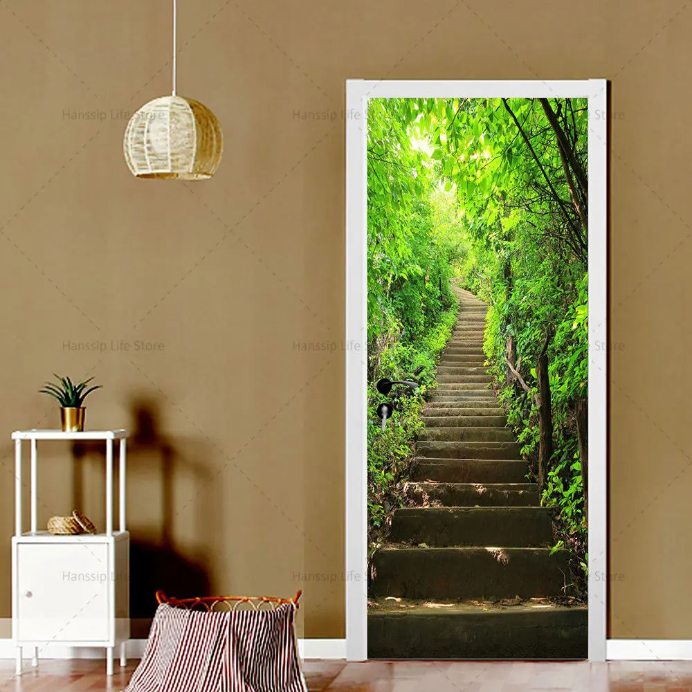 Nature Landscape Arched Door Design Door Art Mural Decals Self-adhesive ...