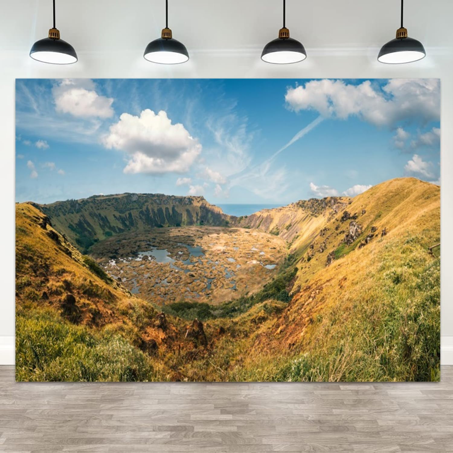 Nature Landscape Backdrop Crater Lake Scenery Background Volcanic ...