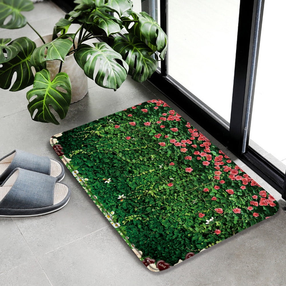 Nature Landscape Bath Mat Set Spring Forest Waterfall Park Flowers ...