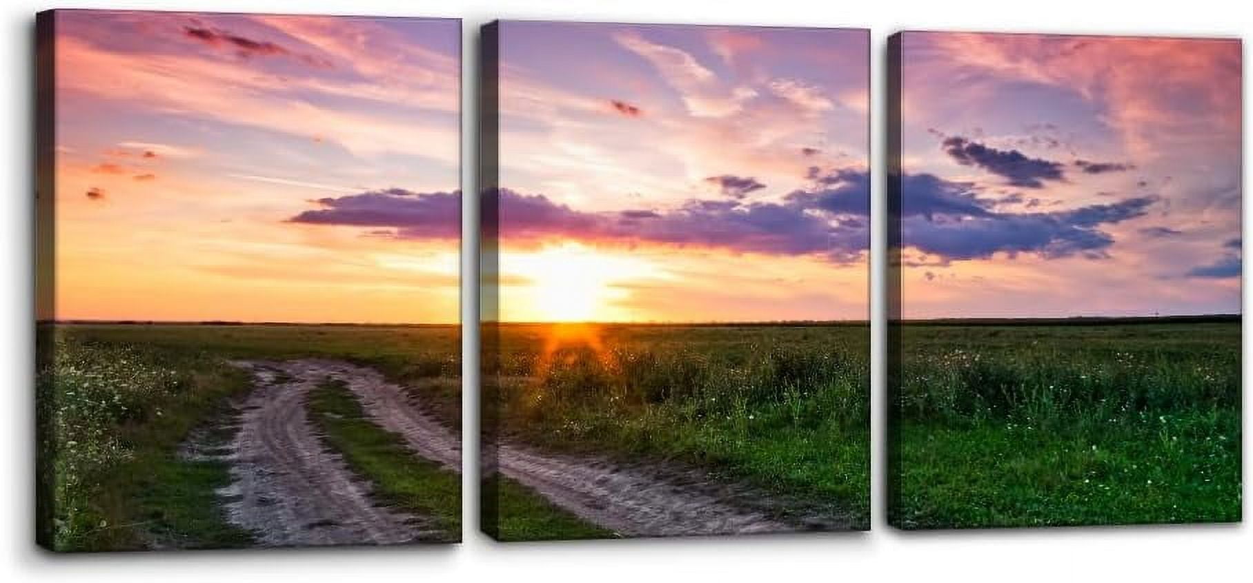Nature Landscape Canvas Wall Art Print Beautiful Sunset and Country ...