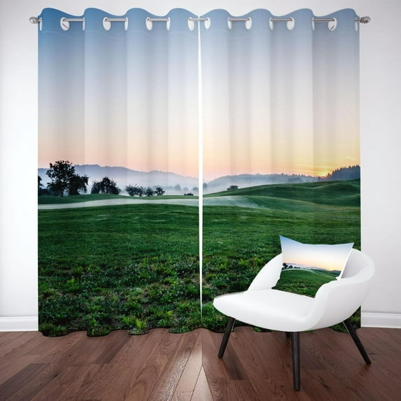 Nature Landscape Curtains For Living Room, Grassland Panoramic Drapes ...