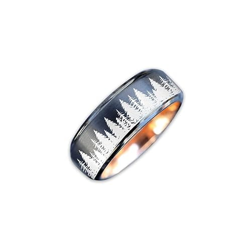 Nature Landscape Mountain Range Wedding Band, Forest Engagement Ring ...