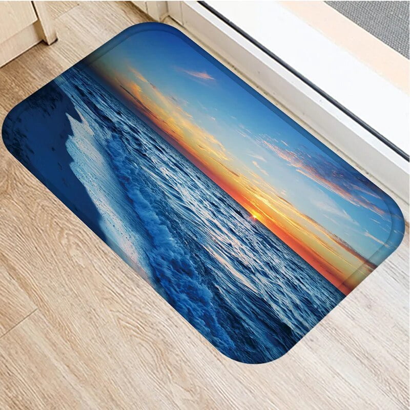 Nature Landscape Pattern Floor Mat Anti-slip Entrance Door Sunset ...