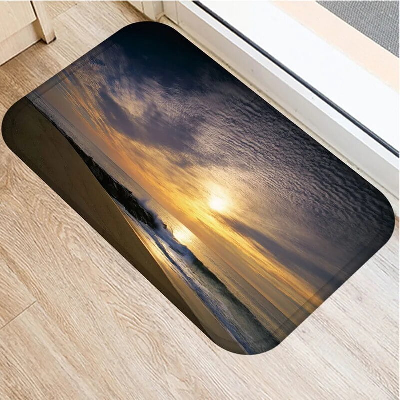 Nature Landscape Pattern Floor Mat Anti-slip Entrance Door Sunset ...