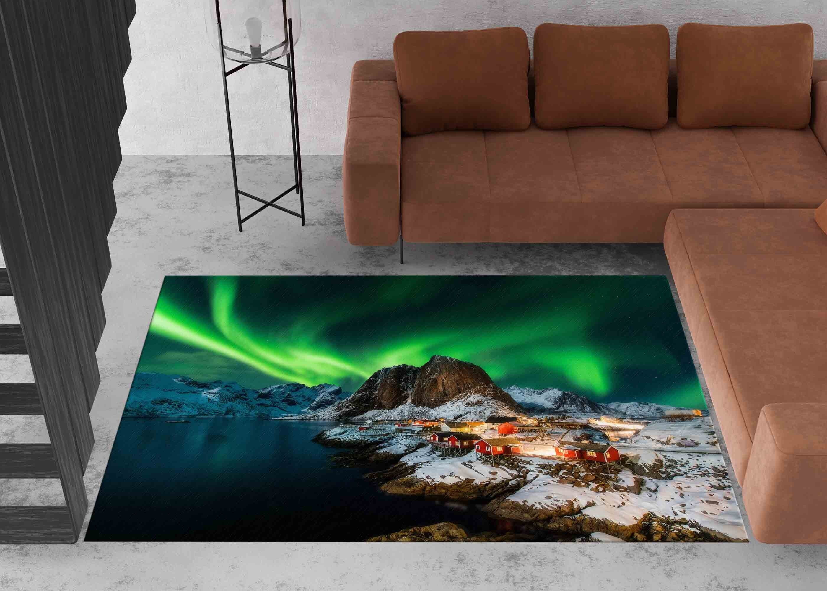 Nature Landscape Rug, Sky Lights Rugs, Northern Lights Landscape Rugs ...