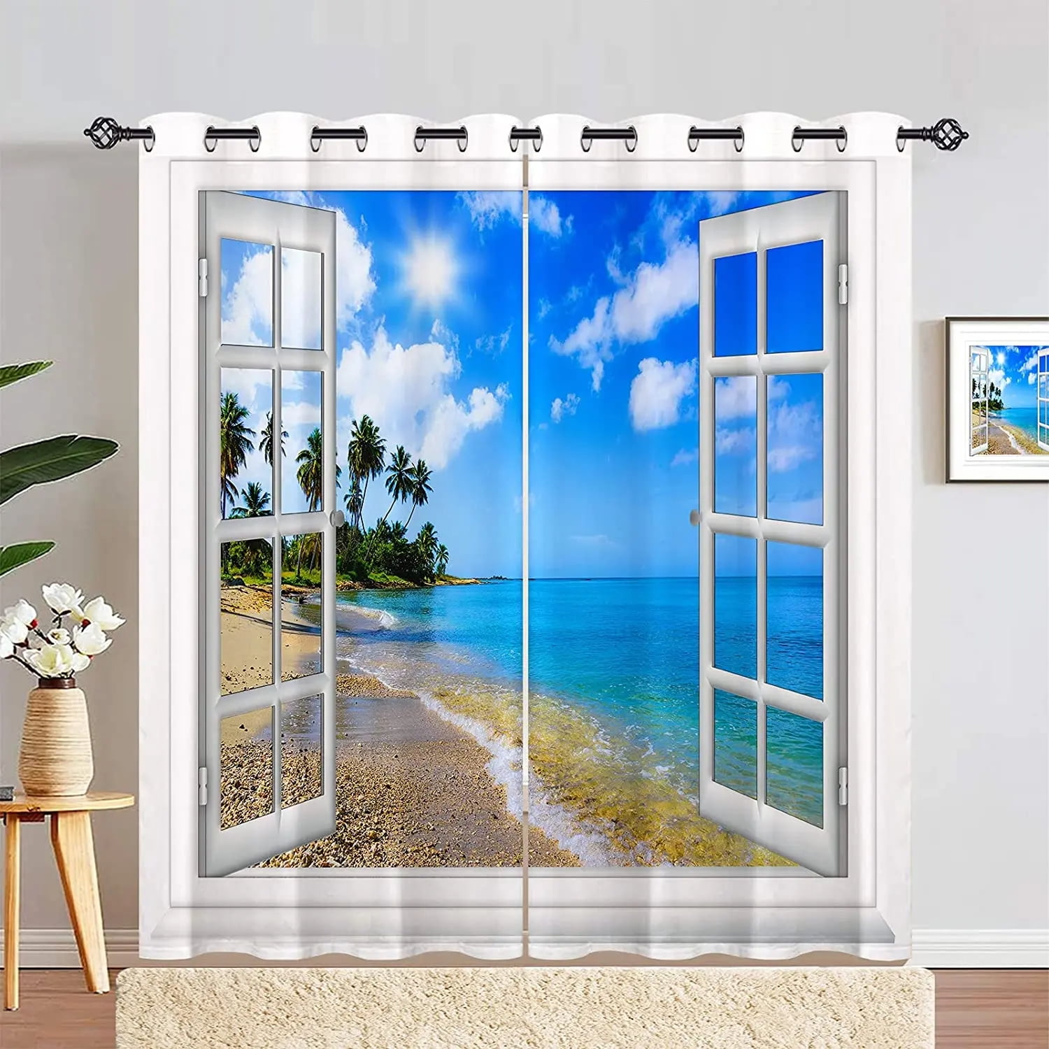 Nature Landscape Scenery Curtains for Bedroom Window Panels with Garden ...