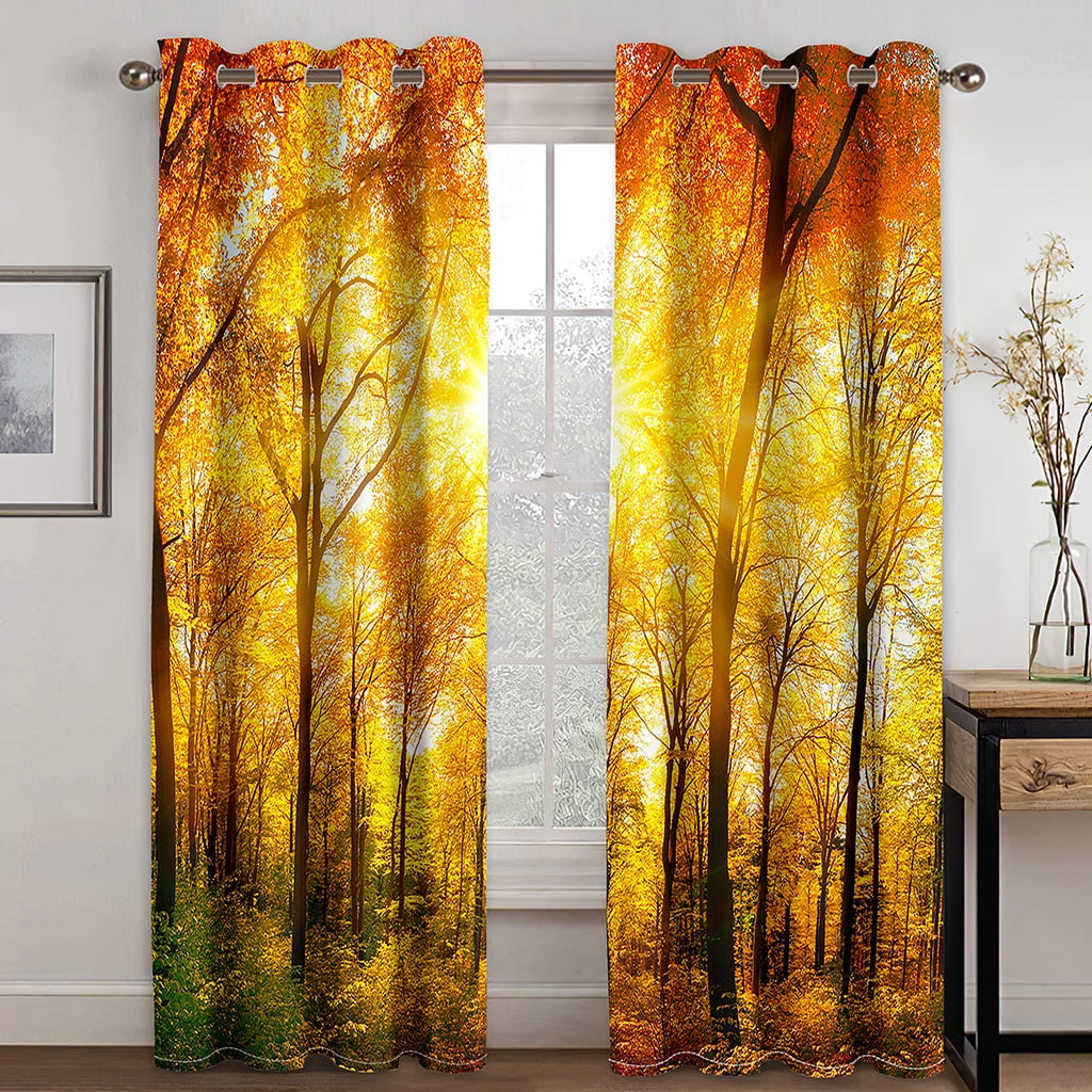 Nature Landscape Scenery Forest Tree Falls Window Curtains Drapes for ...