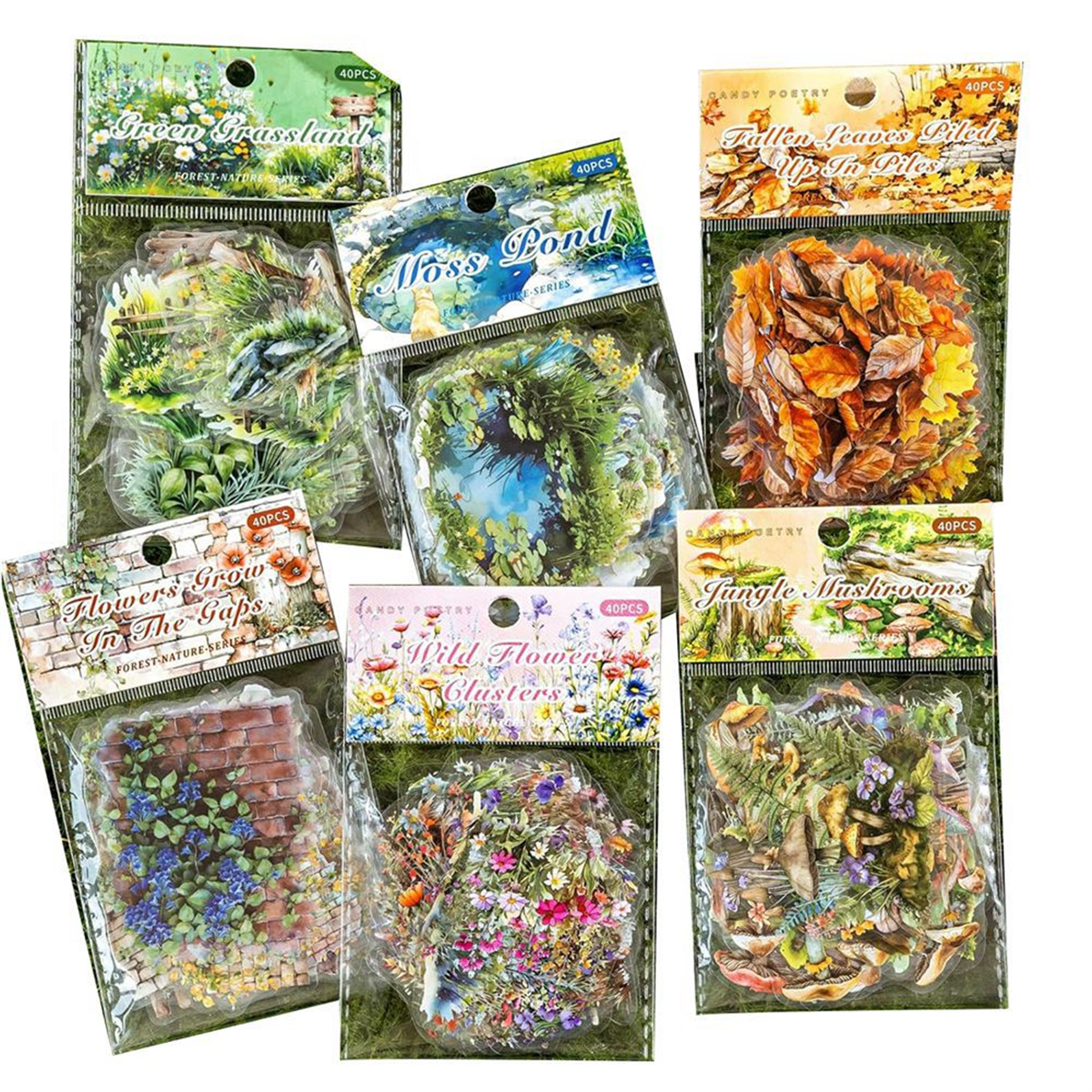 Nature Landscape Scrapbooking Sticker Set, 240pcs, 6 Themes Transparent ...