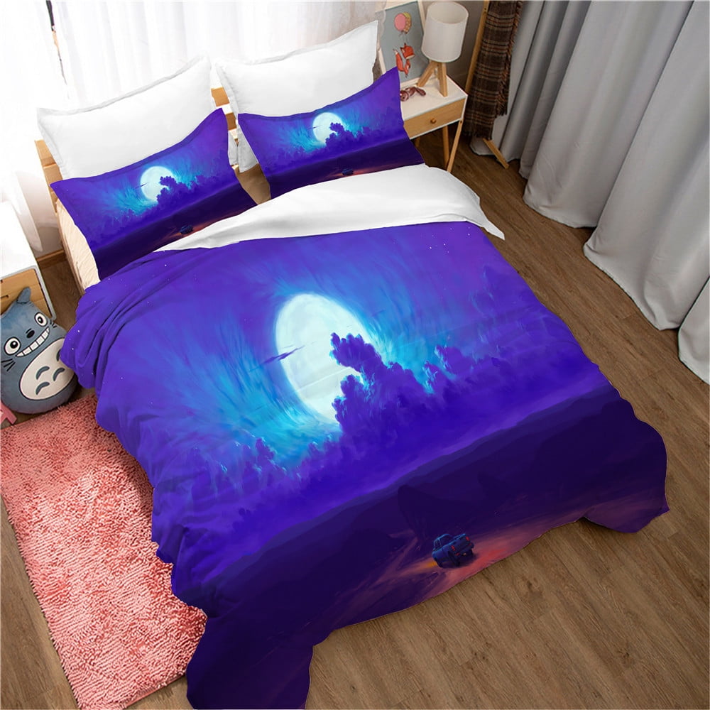 Nature Landscape Sunset Polar Lights Theme Duvet Cover Blue Sky ...