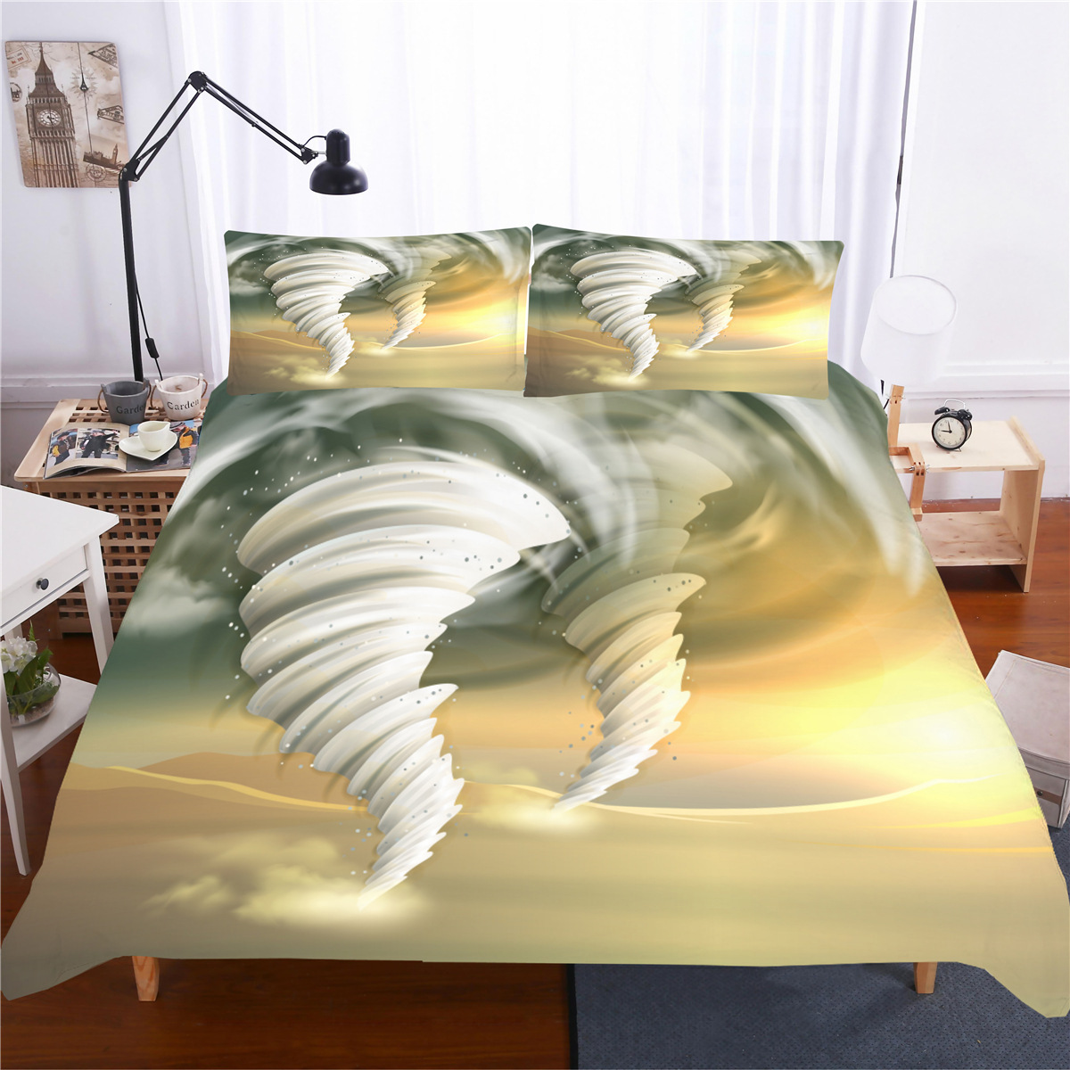 Nature Landscape Sunset Polar Lights Theme Duvet Cover Blue Sky ...