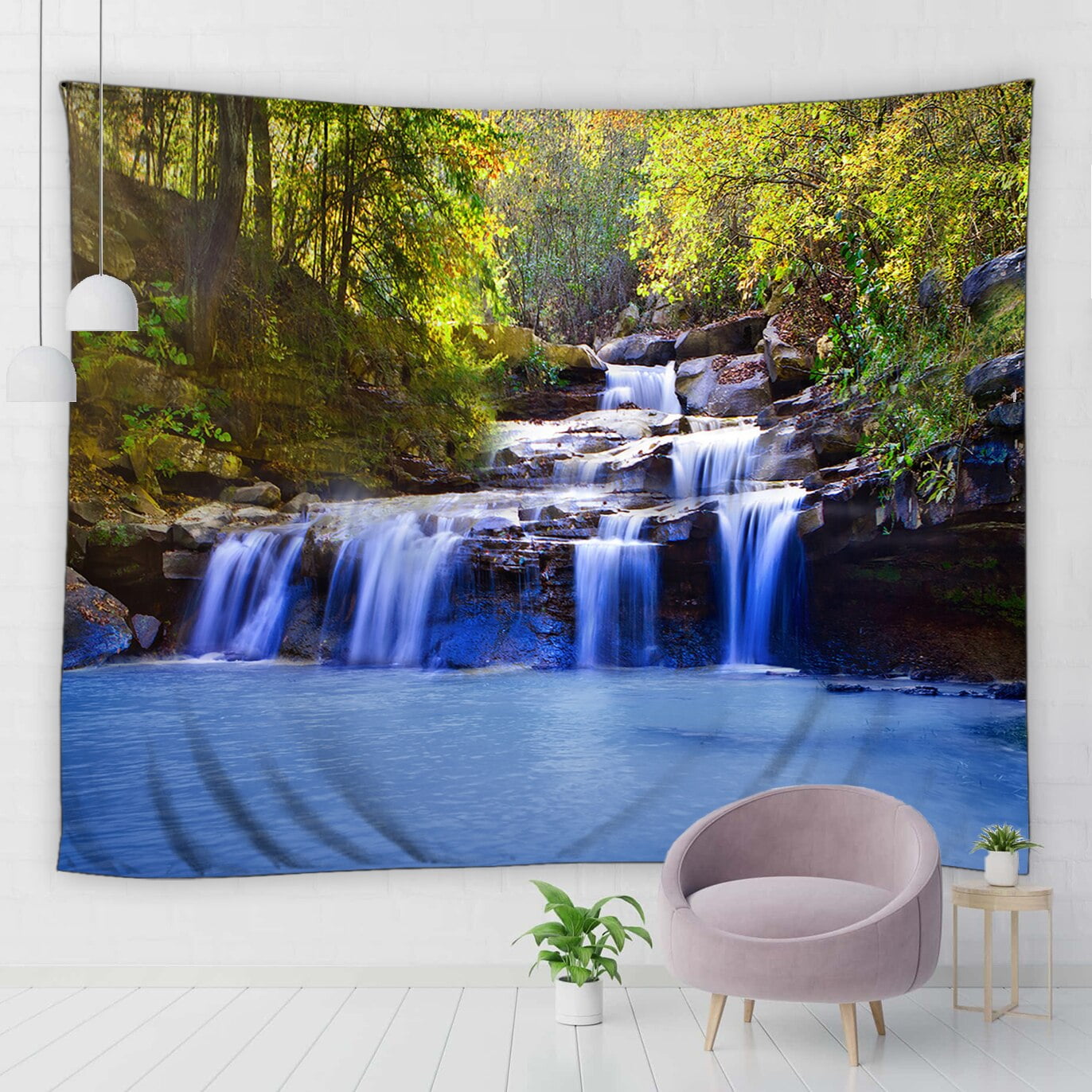 Nature Landscape Tapestry Sunset Tropical Ocean Palm Tree Mountain Lake ...